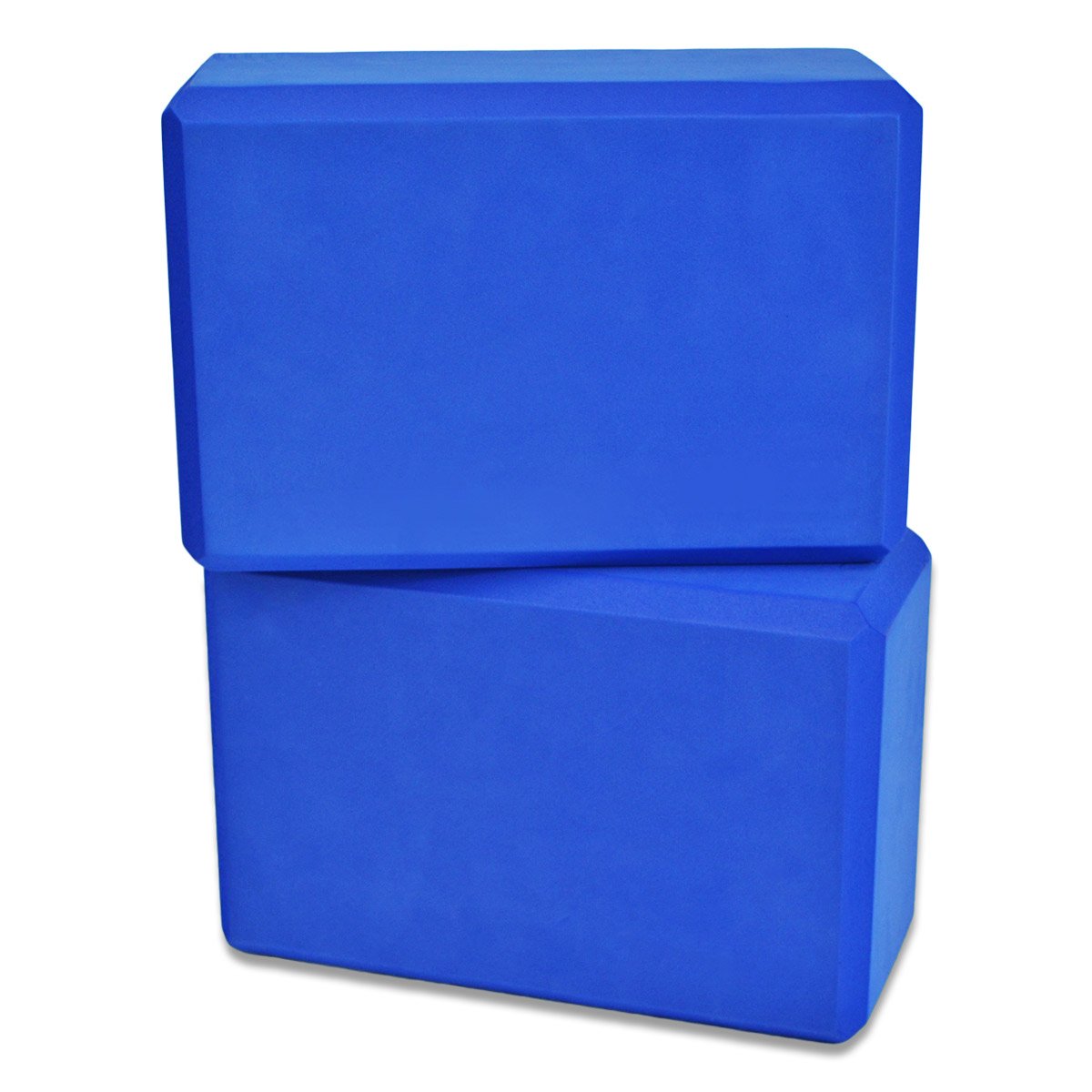 YogaAccessories High Density and Lightweight Foam Yoga Blocks - Strength and Flexibility Aid (Set of 2) - 9"x6"x4", Blue
