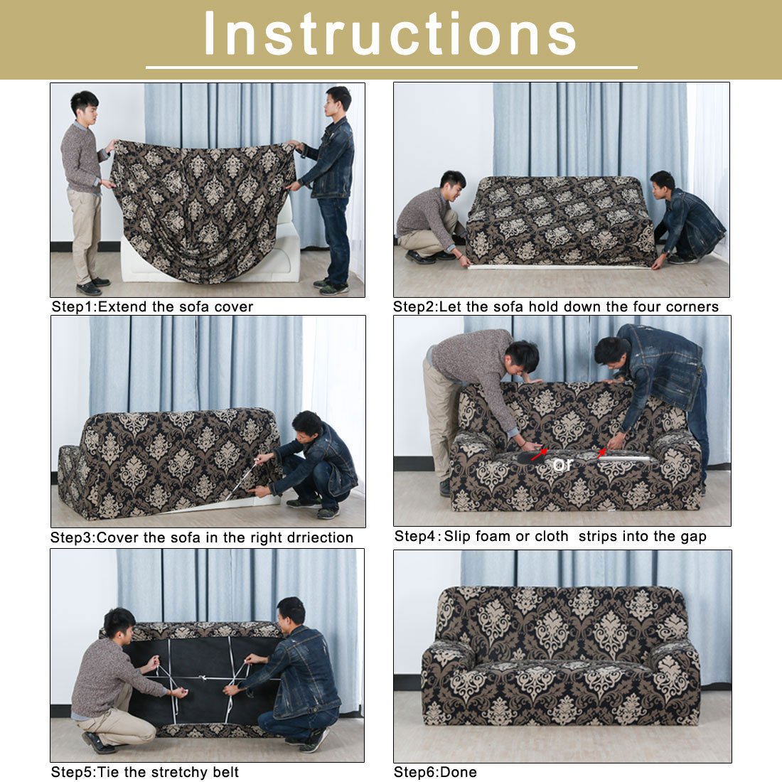 uxcell Printed Sofa Cover Stretch Couch Covers Elastic Universal Furniture Slipcovers, Small