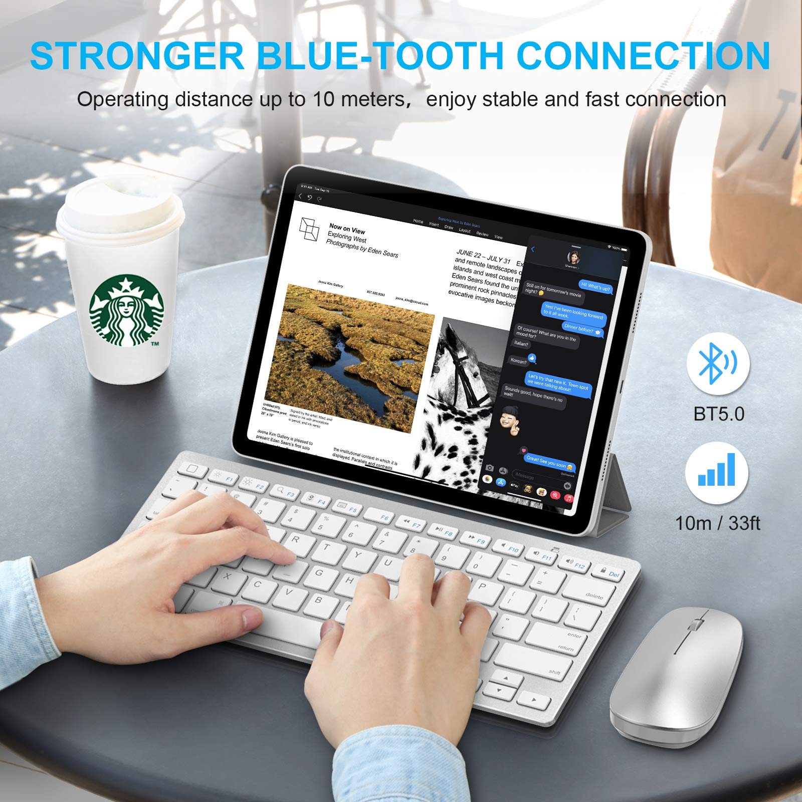 Wireless Keyboard and Mouse Combo for iPad, SPARIN Bluetooth Keyboard Mouse for iPad Pro M4 & iPad Air M2 2024 (13 inch &11 inch), iPad Air 5th 4th Gen, iPad 10th 9th 8th Gen, Silver White