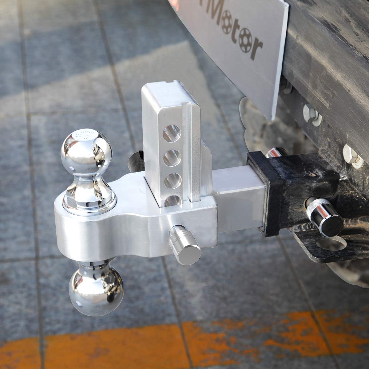 YITAMOTOR Hitches 4" Drop Adjustable Trailer Hitch Ball Mount Aluminum Alloy 2" Forged Shank & Steel Dual Combo Balls (2" & 2-5/16") with Double Keyed Locking Pins