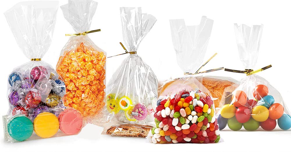 Zcintert Clear Cello ๐๐ฒ๐น๐น๐ผ๐ฝ๐ต๐ฎ๐ป๐ฒ ๐ง๐ฟ๐ฒ๐ฎ๐ ๐๐ฎ๐ด๐, 100 Pcs - 10" x 14"(2mils), Plastic Gift Bags for Candy, Party Favor, Cookies, Candies Packaging, with 4โ Twist Ties