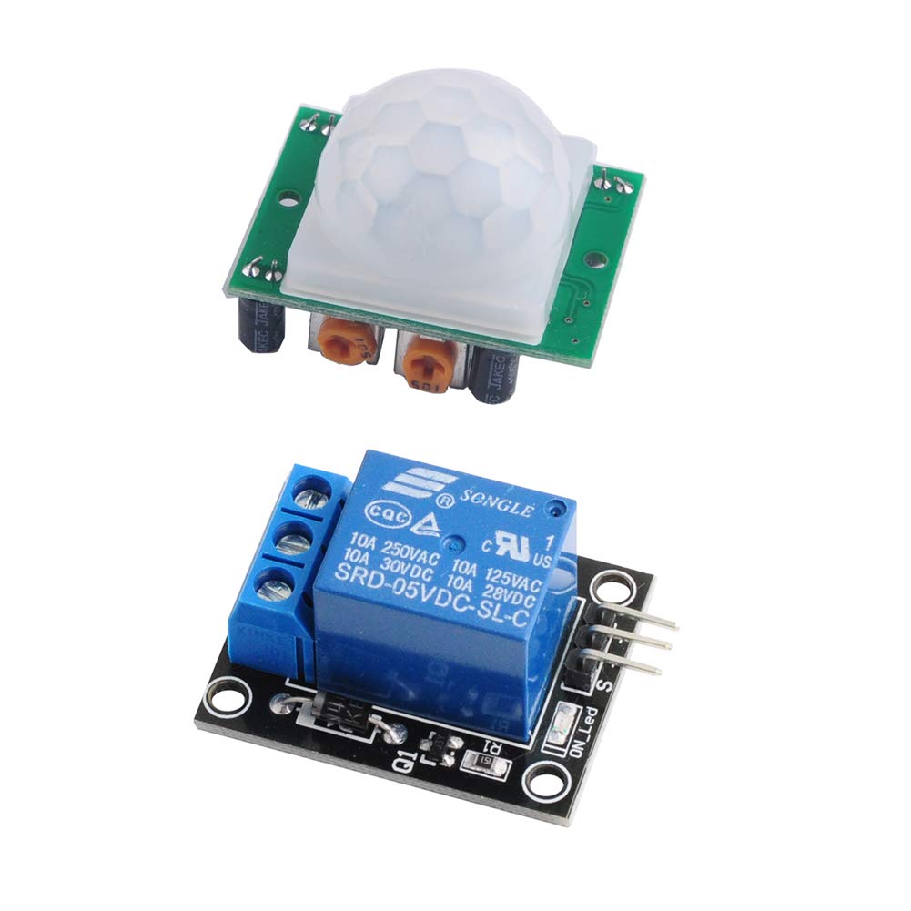 Wishiot HC-SR501 Pir Infrared IR Sensor Body Motion Module+1 Channel Relay Module 5V