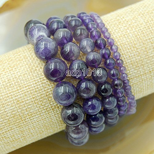 Wholesale Natural Gemstone Beads Stretch Bracelet Healing Reiki 4,6,8,10,12mm (8mm, Amethyst)