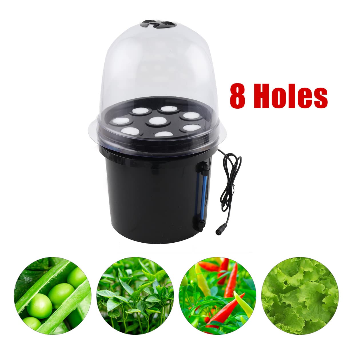 WEBTB Top Feed Drip Hydroponics Systems Recirculating Deep Water Culture Hydroponic Bucket System 8L Hydroponic Growing Kit with 5 Holes Soilless Cultivation Grow Box Garden Cabinet Box