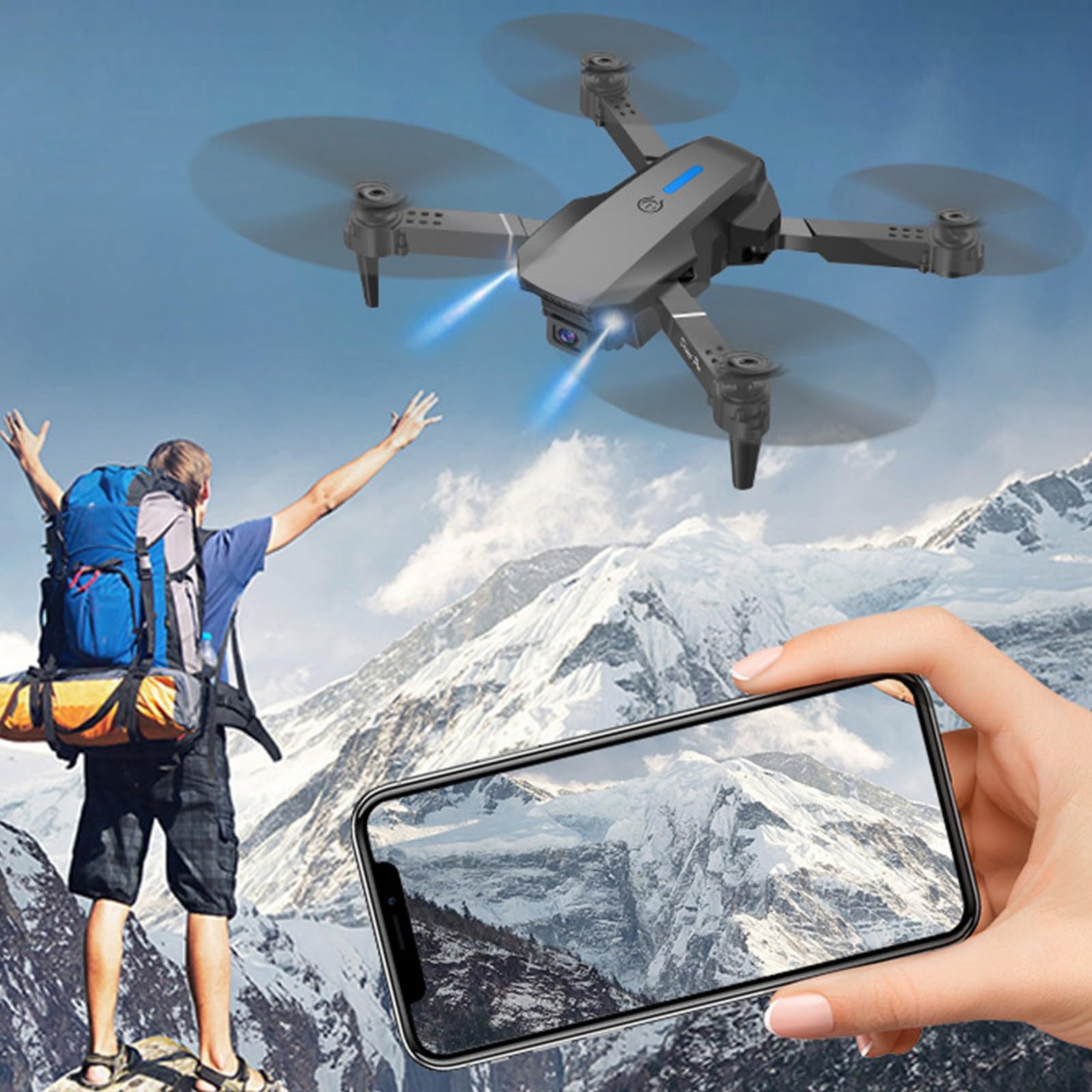 Upgraded Drone with HD Camera - Foldable Drone with Carrying Case - Drone with Multiple Accessories - Portable Drone with Much Functions - Advanced Drone for Beginners