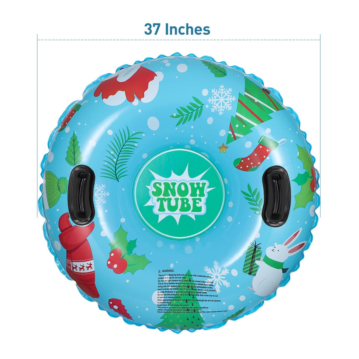 Toyvian Winter Snow Tube Inflatable Sled Snow Ring with 2 Smooth Safety Hhandles for Kids and Adults
