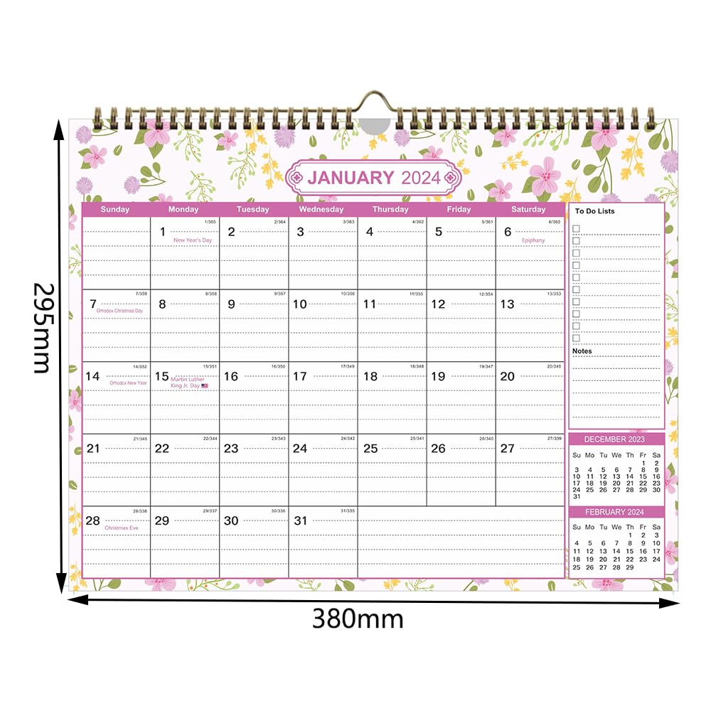 Wall Calendar 2023-2024, 18 Months to View Wall Planner Calendar 2023, Monthly Calendar July. 2023 - Dec. 2024, Wall Planner Calendar for Home or Office, 38 x 29 cm
