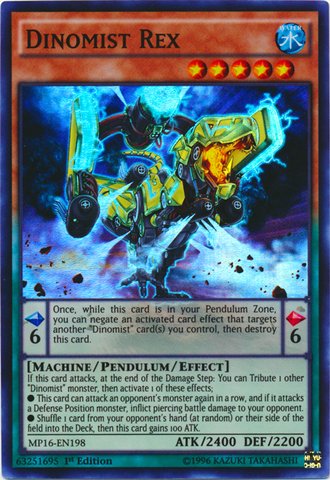 Yu-Gi-Oh! - Dinomist Rex (MP16-EN198) - Mega Pack 2016-1st Edition - Super Rare