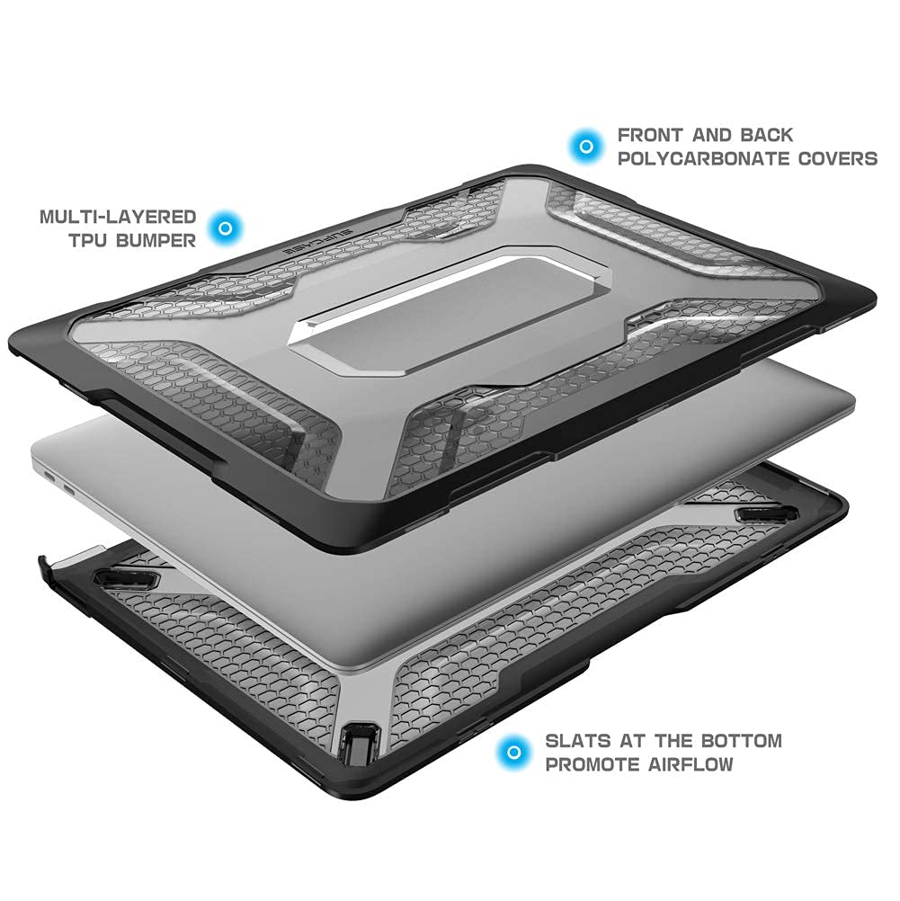 SUPCASE [Unicorn Beetle Series] Case for MacBook Air 13 Inch A1932 / A2179 / A2337 M1, Rubberized TPU Bumper Protective Cover for MacBook Air 13 Inch with Touch ID and Retina Display (Black/Frost)
