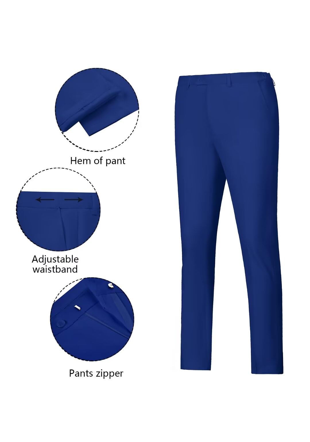 Wehilion Men's Suits 2 Pieces, Navy Blue Vest Pants Set for Men V-Neck Slim Fit Casual Waistcoat Suit nv-xs