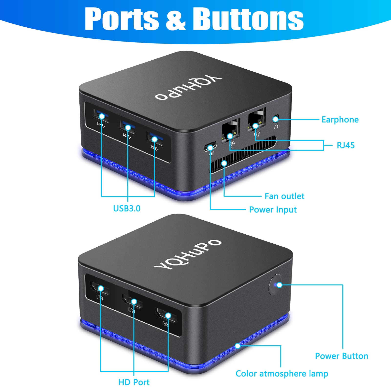 YQHuPo Mini PC Windows 11 Pro, 8GB DDR4 256GB SSD Intel Celeron N5105(Up to 2.9GHz) Mini Desktop Computer, Intel UHD Graphics, Triple HDMI 2.0 Output, 3X USB 3.0, WiFi6, BT5.0, Dual Gigabit Ethernet
