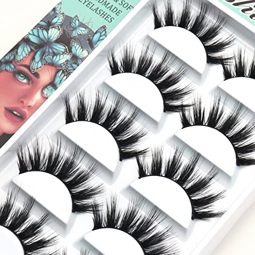 Veleasha Lashes 5D Faux Mink Lashes 100% Handmade Luxurious Fake Eyelashes Lightweight Fluffy False Eyelashes 5 Pairs Pack (Dubai)