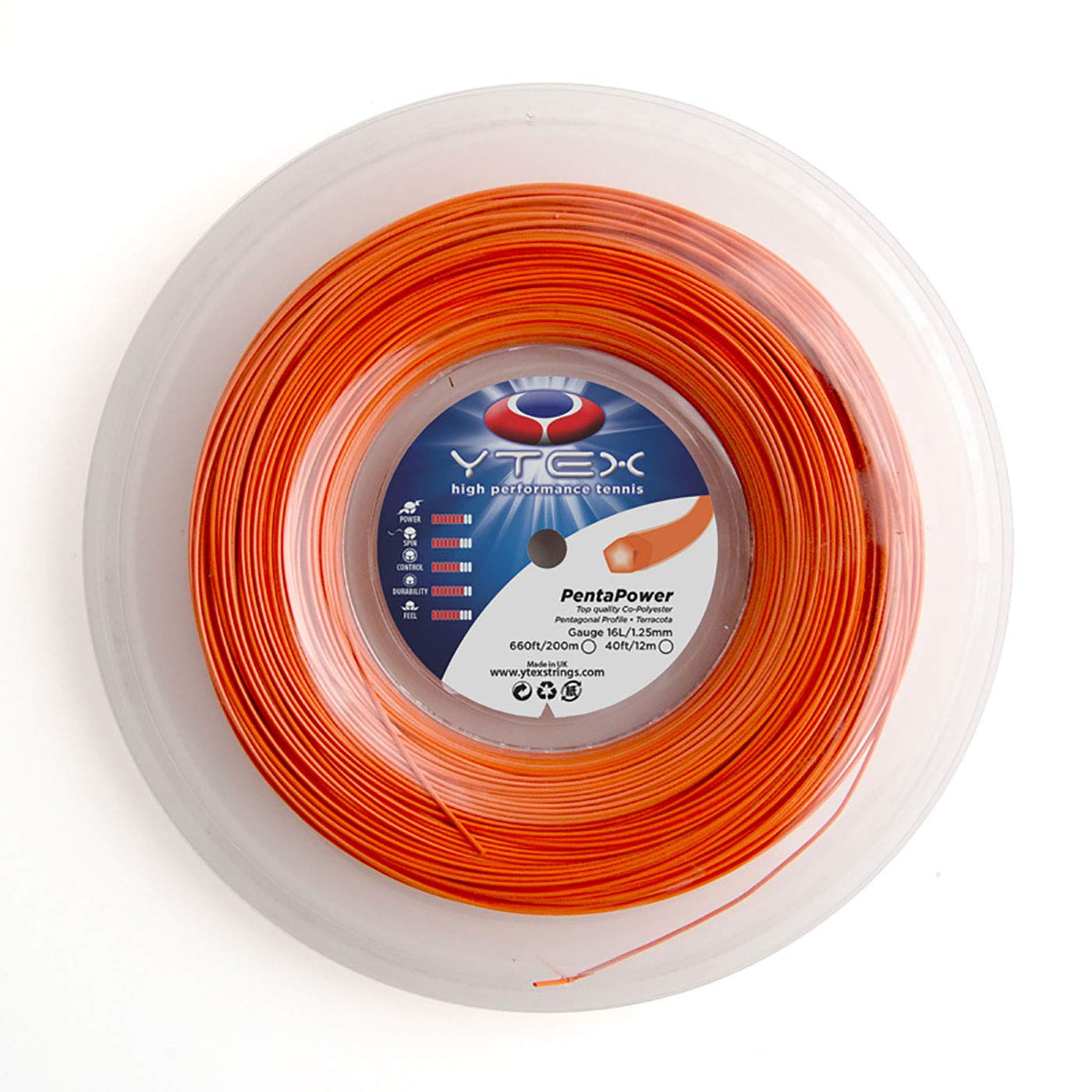 YTEX Pentapower Terracota Tennis Racquet String Reel (16L Gauge, 1.25mm)