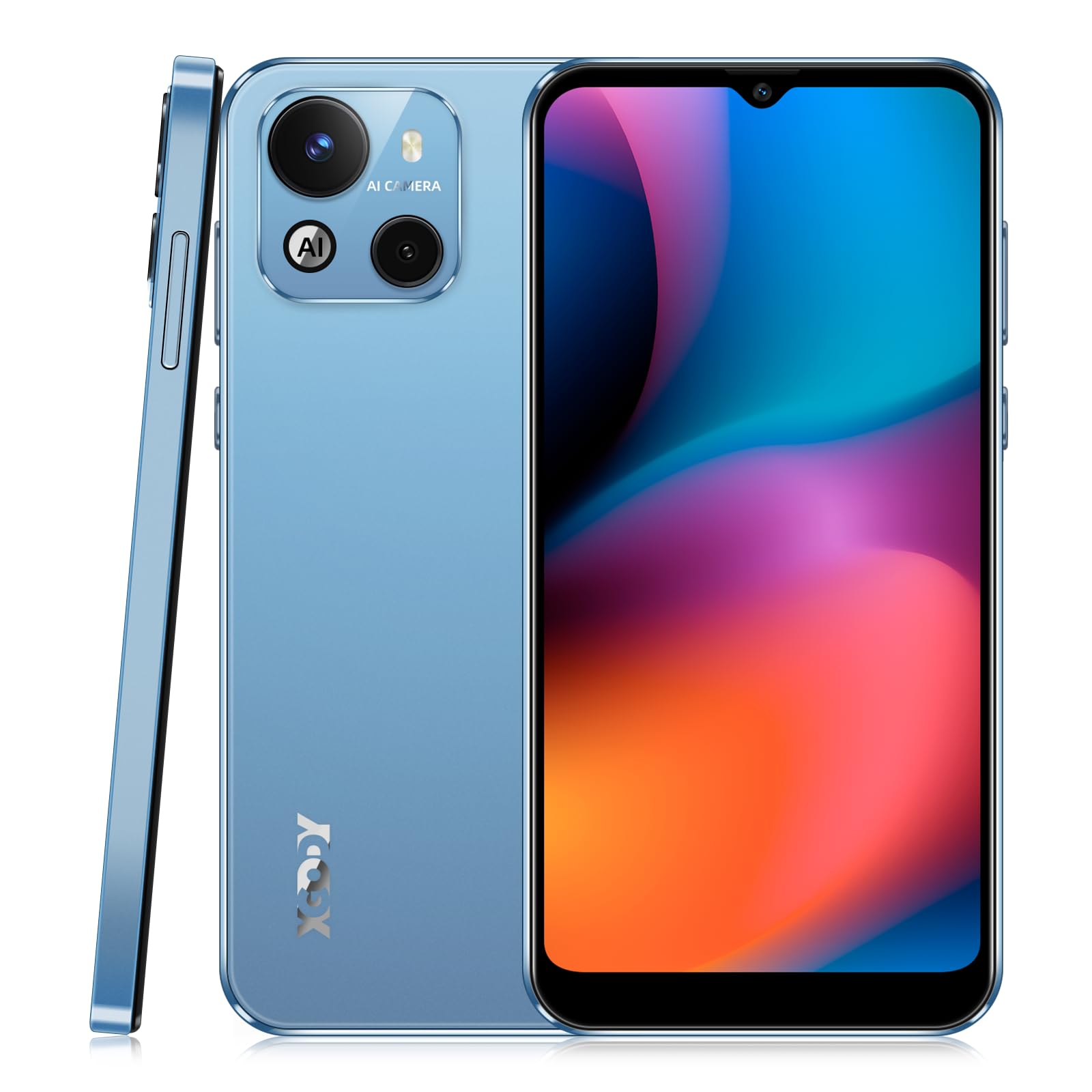Xgody X18 4G LTE Unlocked Android Phone, 6.3 Inch Cell Phones, Android 10 OS Dual SIM Cheap Smartphone Unlocked, Quad Core 2GB+16GB, Dual 5MP+8MP Camera, 4000mAh Battery, Face ID Smart Phone (Blue)