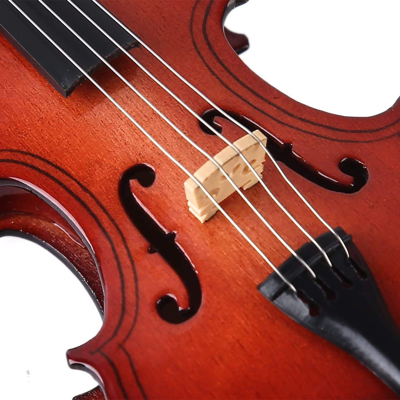 VERSAINSECT Miniature Violin with Stand,Bow and Case Mini Musical Instrument Miniature Dollhouse Model Home Decoration (3.15"x1.18"x0.59")