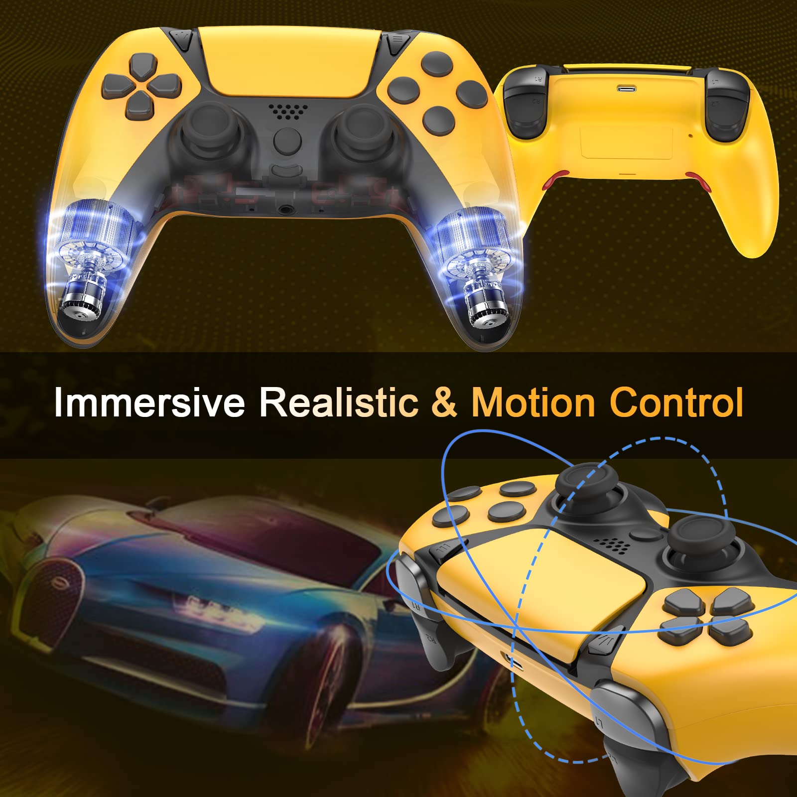 Wireless Controller for PS4 Controller Wireless, AUGEX Ymir Game Controller for Playstation 4 Controller with Turbo, Steam Gamepad Work with Back Button, Scuf Controllers for PS4/Pro/Silm/PC/IOS