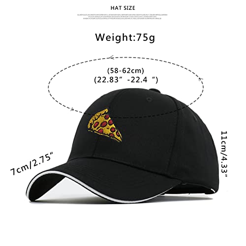 YUNXIBASECAP Pepperoni Pizza Embroidery Baseball Cap Dad Hat Unisex Adjustable Hip hop Pizza Cap(Black Sandwich White)