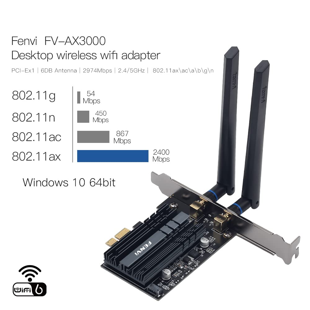 WiFi 6 AX200 PCI-E WiFi Card BT5.2 Dual Band AX3000Mbps Desktop AX200NGW 802.11ax 5Ghz 2.4Ghz 160MHz MU-MIMO Next-Gen Wireless Network Adapter for Gaming Fans OFDMA Miracast Only Support Windows 11 10
