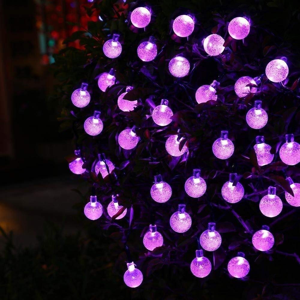 WDWL Solar String Light, 20LED, 5m Outdoor Crystal Ball Christmas Decorative Lights Christmas Tree Lawn Home Garden, Dew Purple Waterproof Solar Lamp