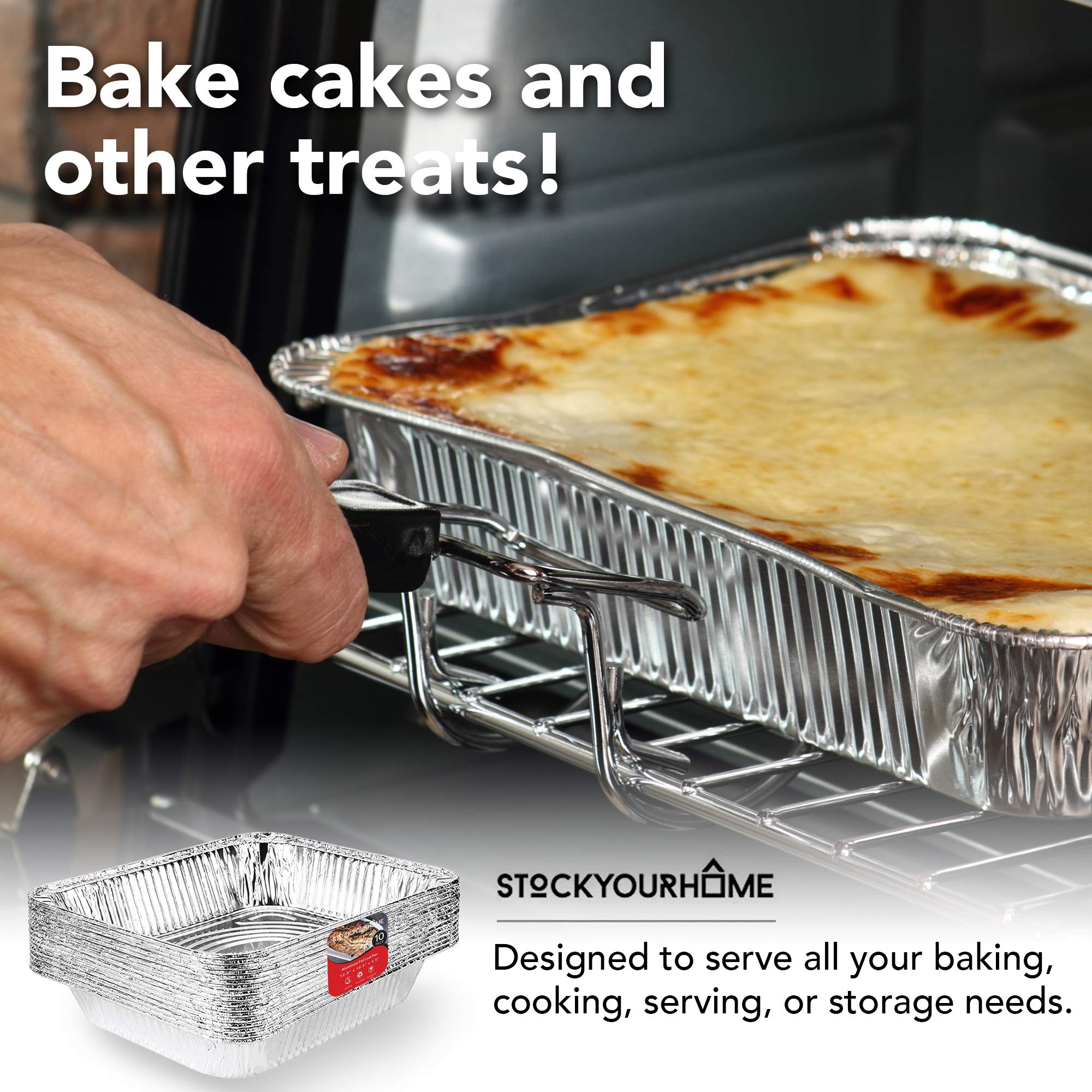 Stock Your Home 9x13 Aluminum Pans (20 Pack) - Disposable & Recyclable Foil Tray- Half Size Steam Table Deep Pans - Tin Foil Pans for Cooking, Heating, Storing, Prepping Food, BBQ, Grilling, Catering