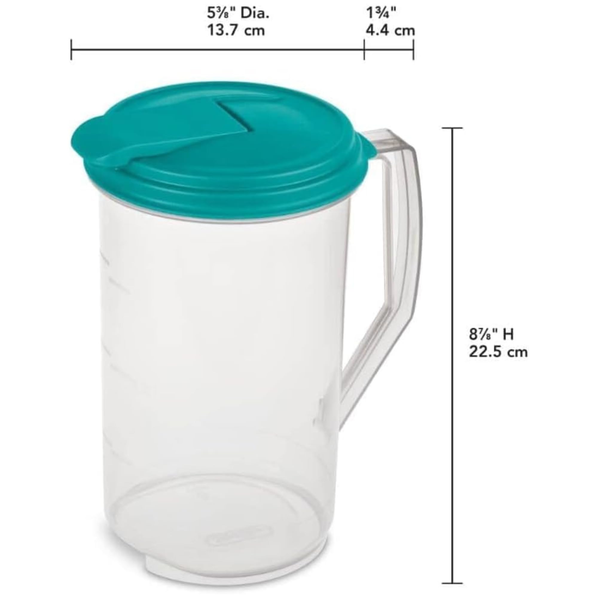Water Pitcher with Lid Half Gallon (2 Liter / 64oz), Clear Plastic Pitcher with Flip-top Spout Lids, Iced Tea Pitcher for Fridge, Freezer/Dishwasher Safe, BPA Free & Phthalate Free - Made in USA