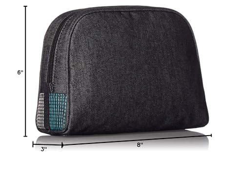 Vera Bradley Women's Denim Medium Cosmetic Makeup Organizer Bag, Moonlight Garden, One Size