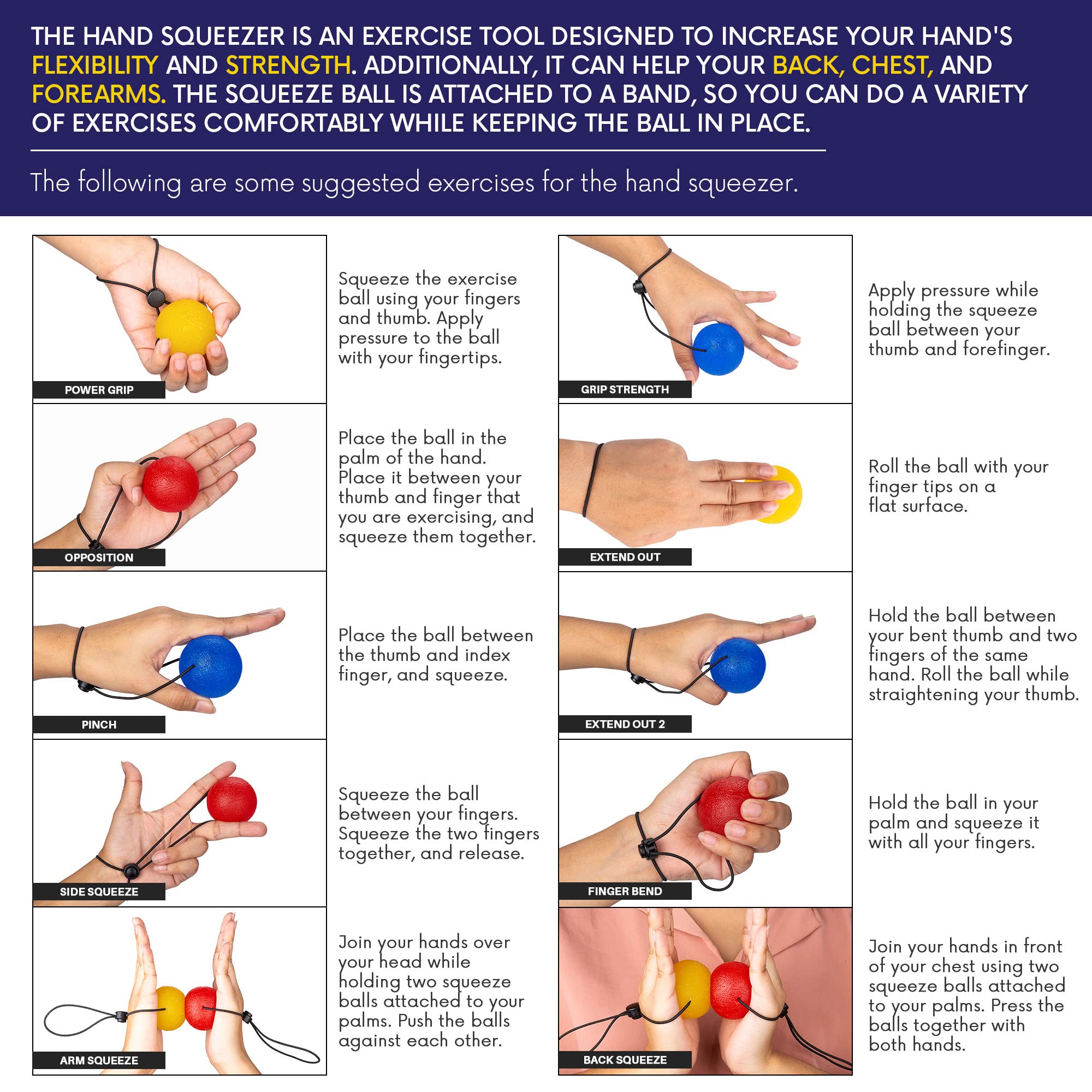 Yupititoy Squeeze Balls for Hand Therapy (Set of 3) β Hand Strengthener Ball on a String β Soft, Medium & Firm Exercise Balls for Rehabilitation, Arthritis, Carpal Tunnel β Stress Balls for Adults