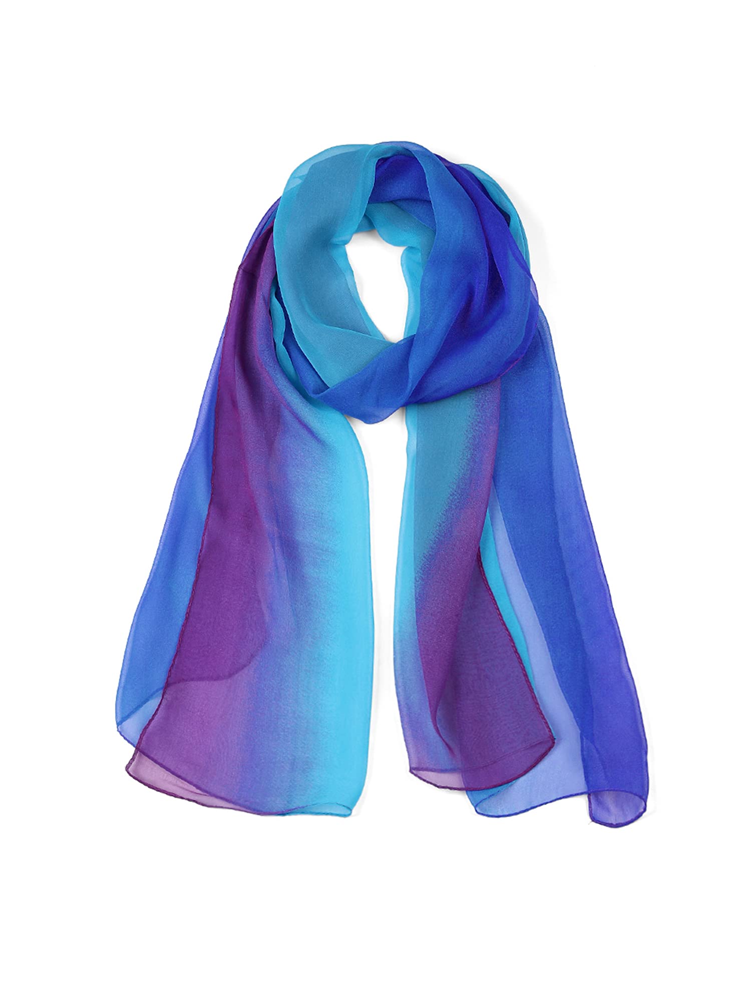 uxcell Long Chiffon Light Wedding Scarf Silky Gradient Color Party Shawl Spring Summer Beach Wrap for Women 63"x19.6" Royal Blue