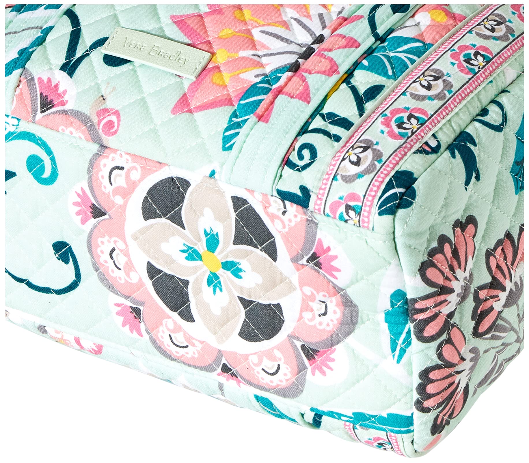Vera Bradley Women's Cotton 100 Handbag, Mint Flowers, One Size