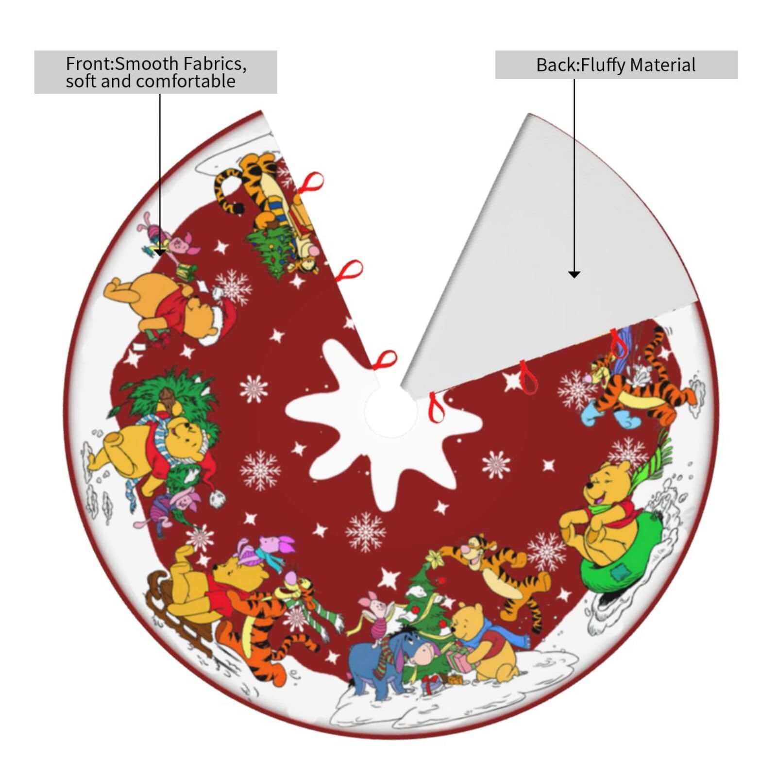 Winnie Christmas Tree Skirt,Super Soft Tree Skirt Deco,Xmas Tree Decoration Gifts.Christmas Party Decorations. (R1, 30")