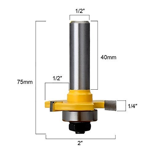 Valiant Tongue & Groove Router Bit Set with Adjustable 1/2 Inch Shank - 2 T Shape Wood Milling Cutters for Professional & Beginner Carpenters - Woodworking Tools for Doors, Drawers, Shelves & More