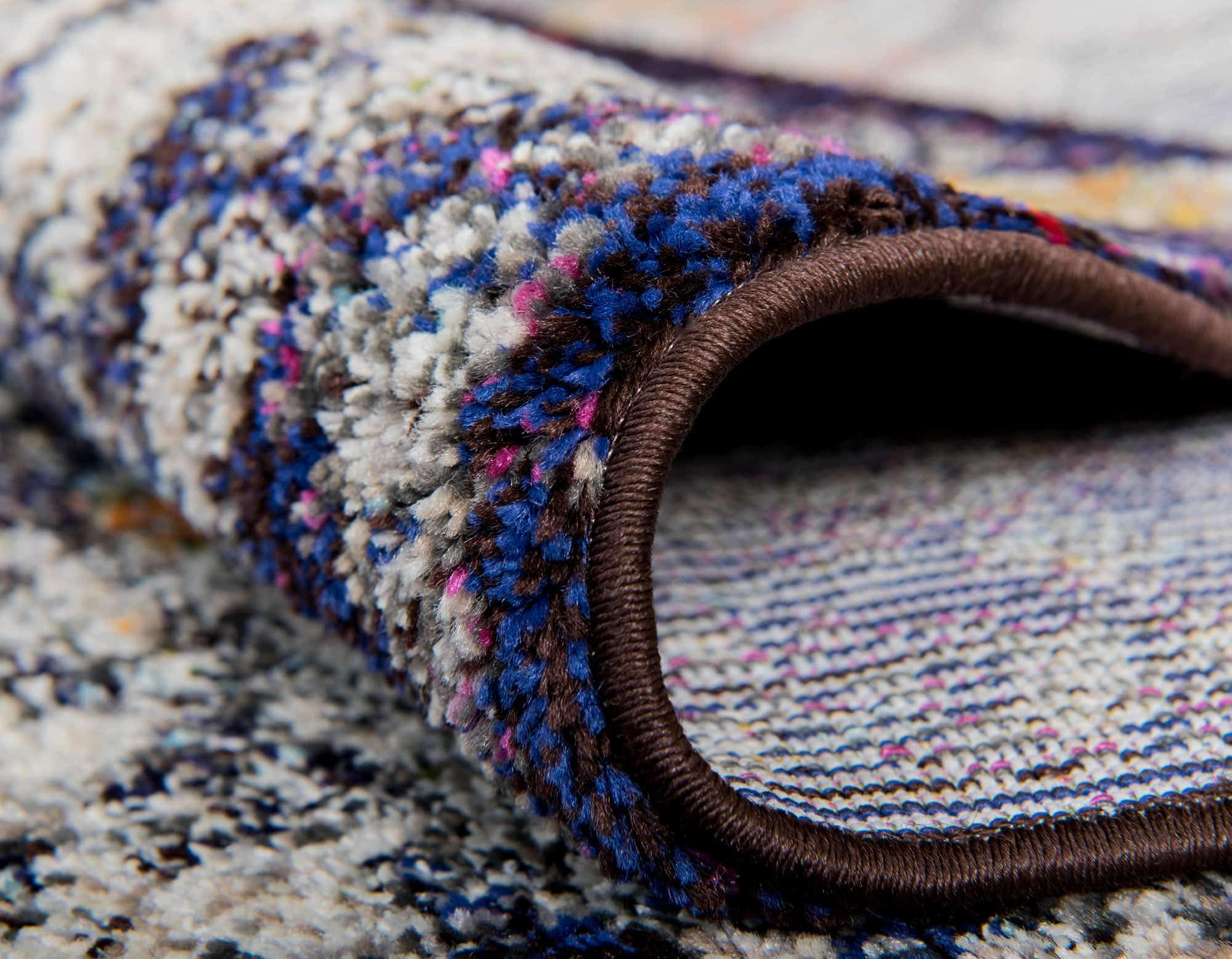 Unique Loom Vita Collection Traditional Over-Dyed Saturated Floral Medallions Area Rug, 8 x 10 ft, Navy Blue/Ivory