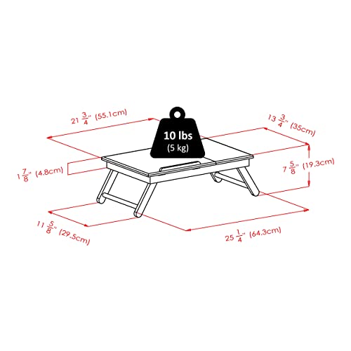 Winsome Anderson, Flip Top with Drawer, Foldable Legs Lap Desk, Teak, 25.37x13.78x8.06