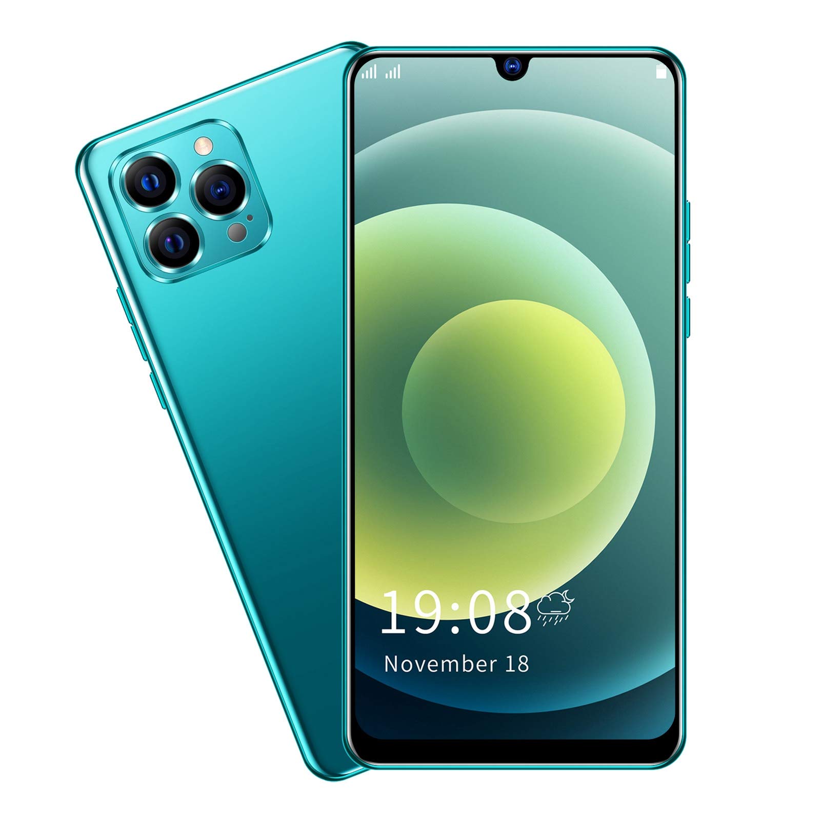 Yunseity IP12 PRO Unlocked Smartphone,6.26in Full Screen Dual SIM Cell Phone,Face Recognition Unlocked Smartphone(Green)