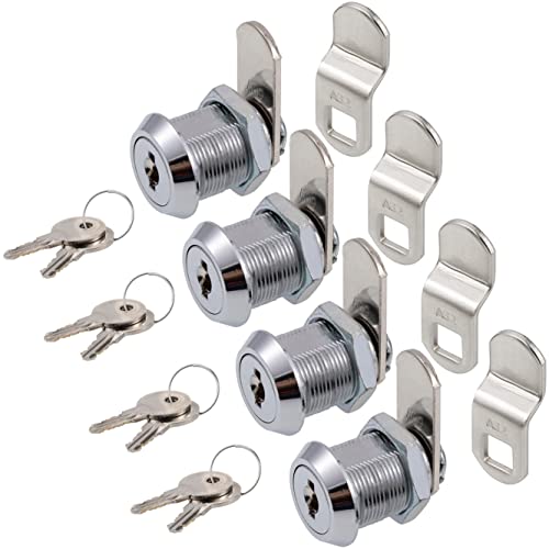 WOOCH Cabinet Cam Lock, 5/8 Inch Keyed Alike Cam Locks Secure File Drawer Door Mailbox Tool Box Dresser RV Cylinder Replacement Lock Hardware, Fits on 1/2" Max Panel Thickness (4 Pack)