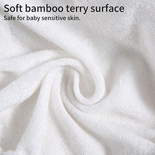 Waterproof Bassinet Mattress Cover Pack of 2, Compatible with Most Rectangle, Hourglass and Oval Bassinet Mattress, Bamboo Terry Surface, 17" x33", White