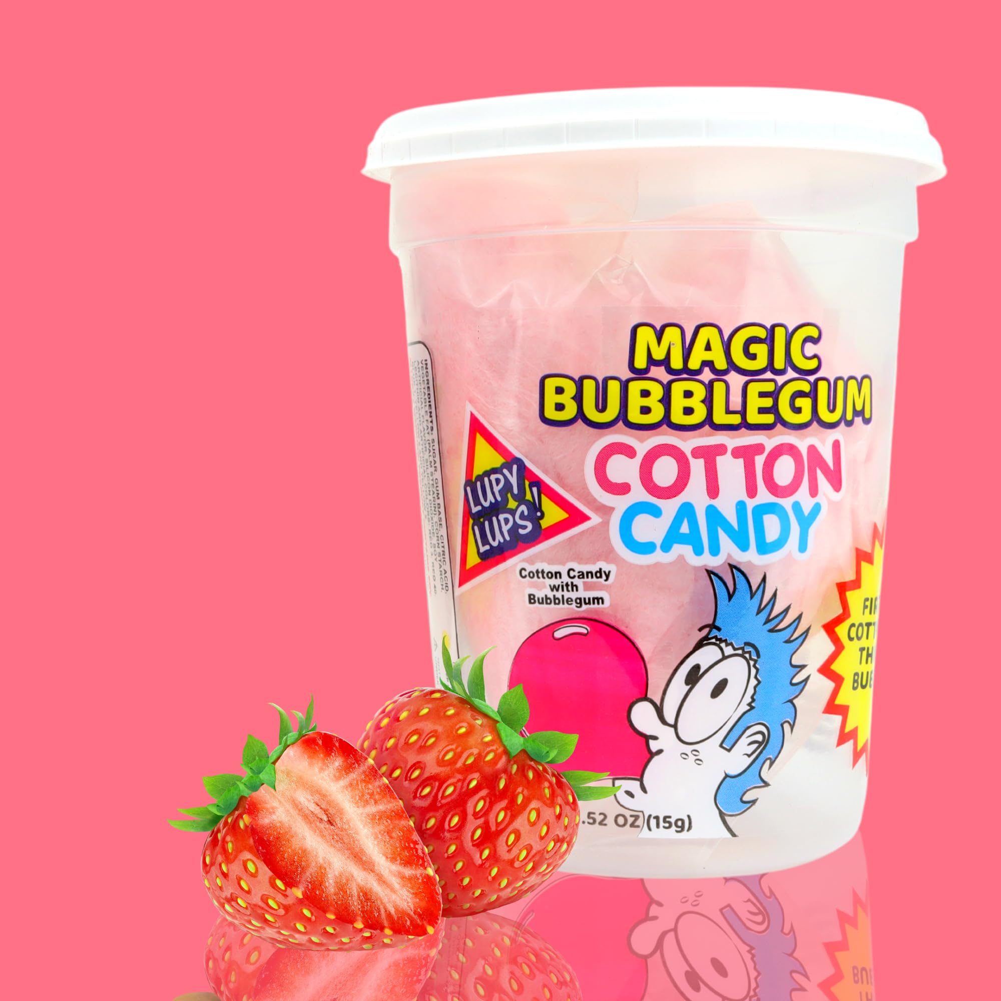 Strawberry Cotton Candy Bubblegum, Bulk Individually Packaged Sweets, Party Favors, 0.52 Ounces, (Pack of 12)