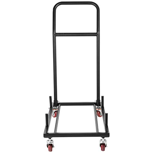 VEVOR Folding Chair Rack, 39.4" L x 20" W x 43.7" H L-Shaped Steel Foldable Storage Cart, 2 Swivel Casters with Brakes & 2 Fixed Straight Casters, for Commercial Home Kitchen Folding Chairs Transport