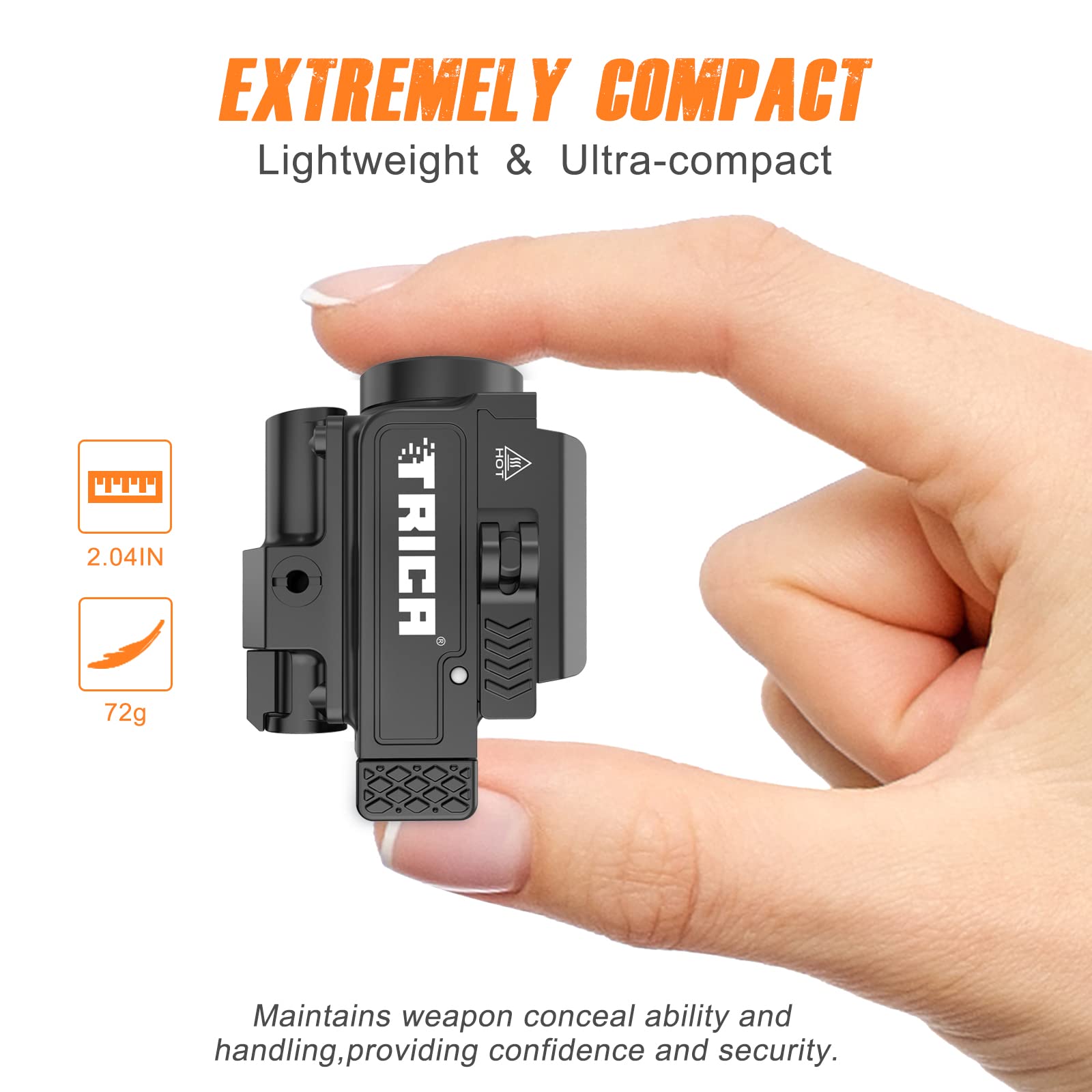 trica 800 Lumens Compact Green/Red Laser Light Combo, Compact Rechargeable Tactical Flashlight with Green Beam Quick Release Strobe Function Laser Light Combo with 1913 or GL Rail, Built-in Batter