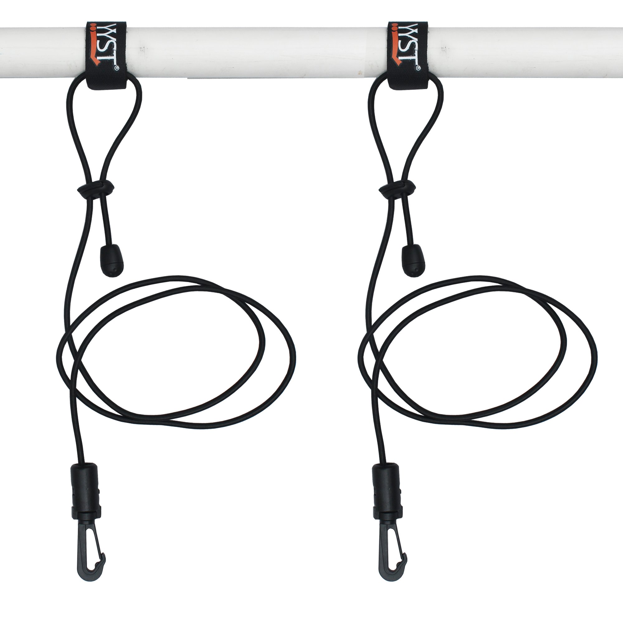 YYST 2 X Adjustable Kayak Black Rod Leash Fishing Rod Paddle Leash - Black