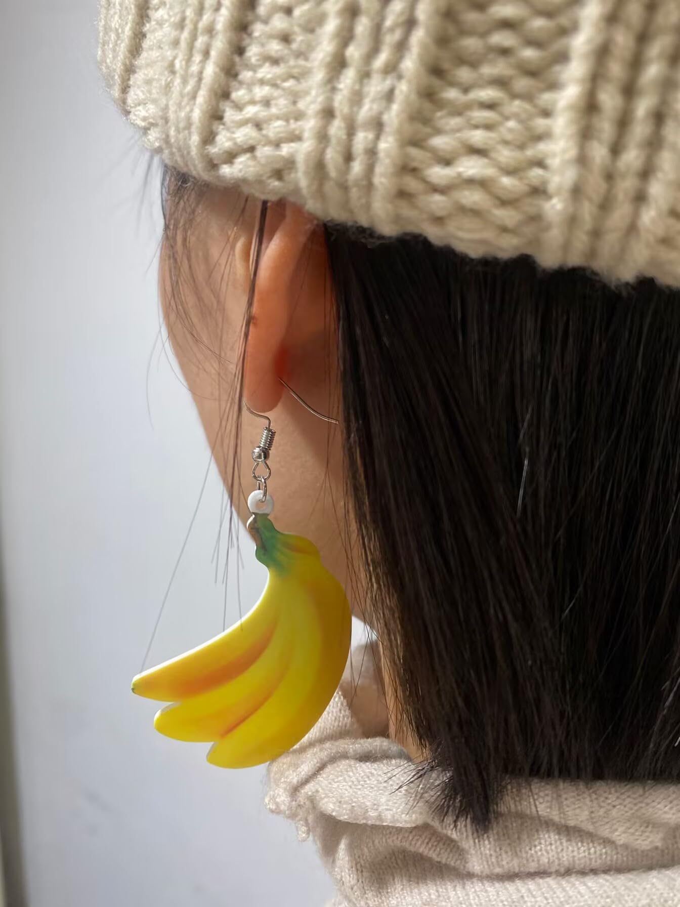 VEINTI+1 Trendy Statement Creative Funny Lifelike Fruits Acrylic Flat Earrings Banana Earrings for Women (Banana)