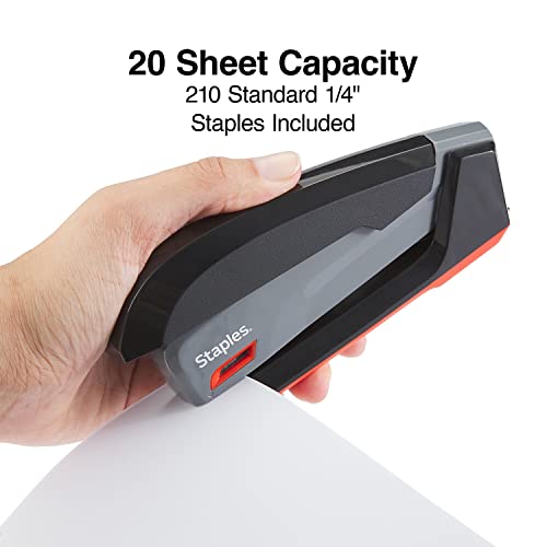 Staples 1798852 One-Touch Desktop Stapler Full-Strip Capacity Gray/Black/Red (44425)