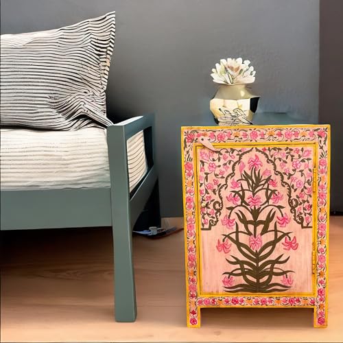 Wooden Beautiful Painted Nightstand Table, Handicraft Bedside Table/Lamp Table/Side Table/Storage Table