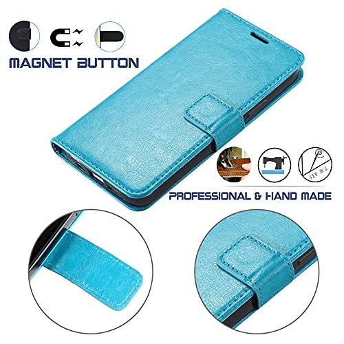 Ttianfa Cover Compatible for Sony Z5 Wallet case,3 Card Slot 【2X】 Tempered Screen Protector,Leather Card Holder Protection Shockproof Stand Magnetic Ultra Thin flip Case,Sky Blue