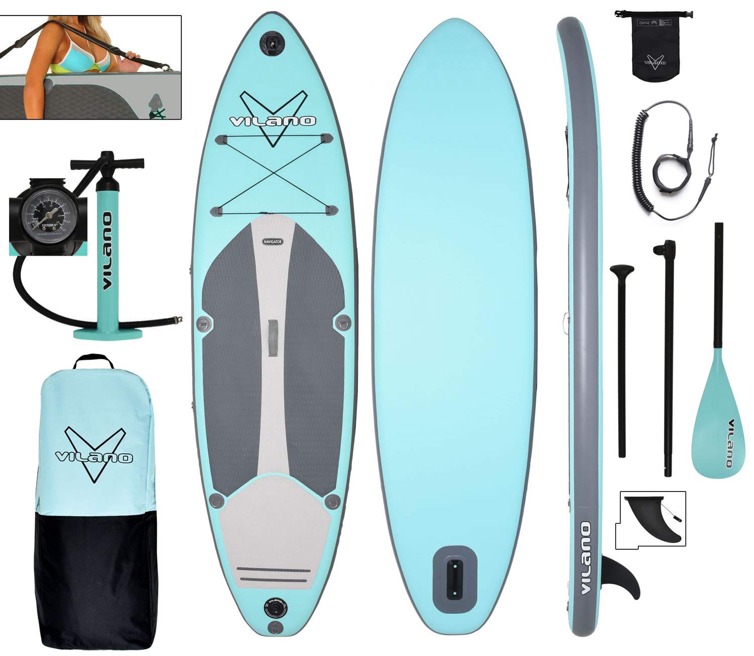 Vilano Journey Inflatable SUP Stand up Paddle Board Kit