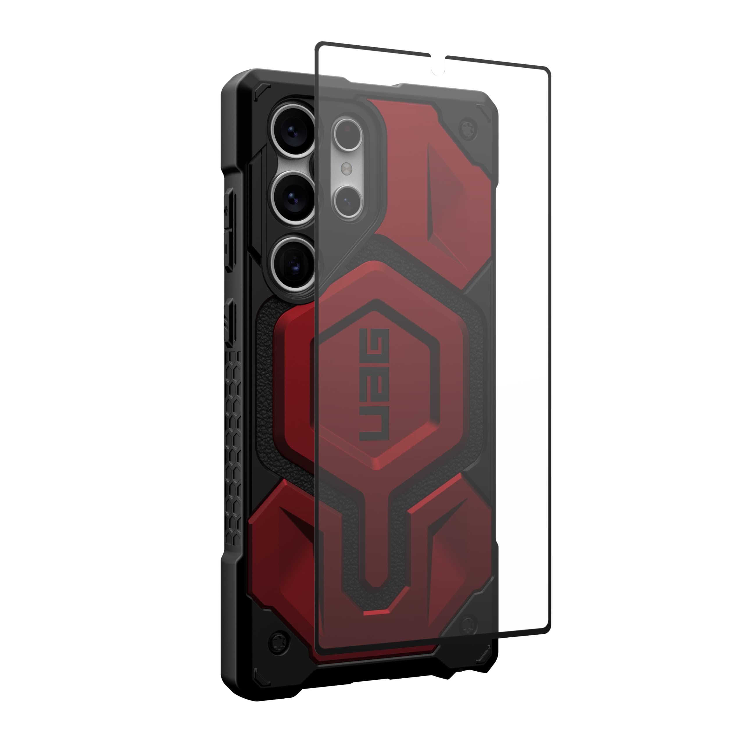 URBAN ARMOR GEAR UAG Designed for Samsung Galaxy S23 Ultra Case Magnetic Charging Protective Cover Monarch Pro Crimson + Premium Flex Shield Plus 6.8" Screen Protector 2in1 Bundle Pack
