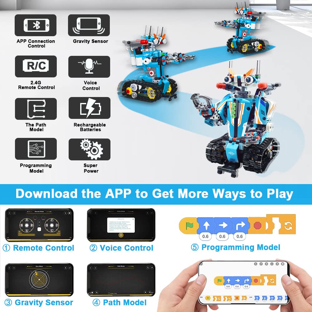 Zivmin Remote Control Robot Building Kit, 2-in-1 STEM Building Blocks Robot Toys Set Remote Control Engineering Science Educational Building Toys Kits for 8 9 10 11 12+ Boys and Girls Gift 701 PCS
