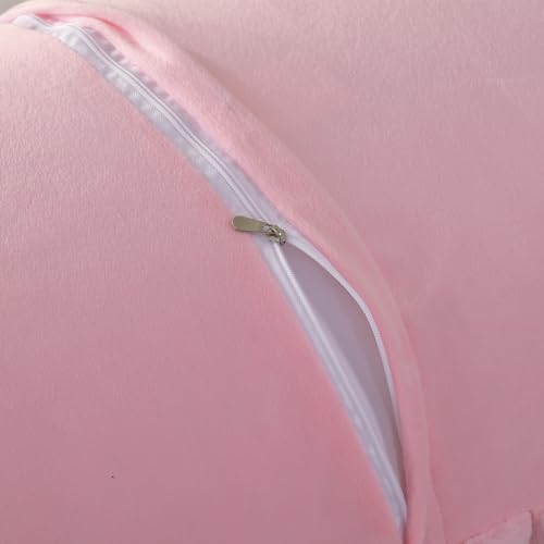 Yunyiio Faux Fur Body Pillowcase, Deluxe Plush Embellished Striped Pillowcase, Zipper Closed Pillowcase, Body Pillowcase 21x54 inch ((Pink) Vertical bar)