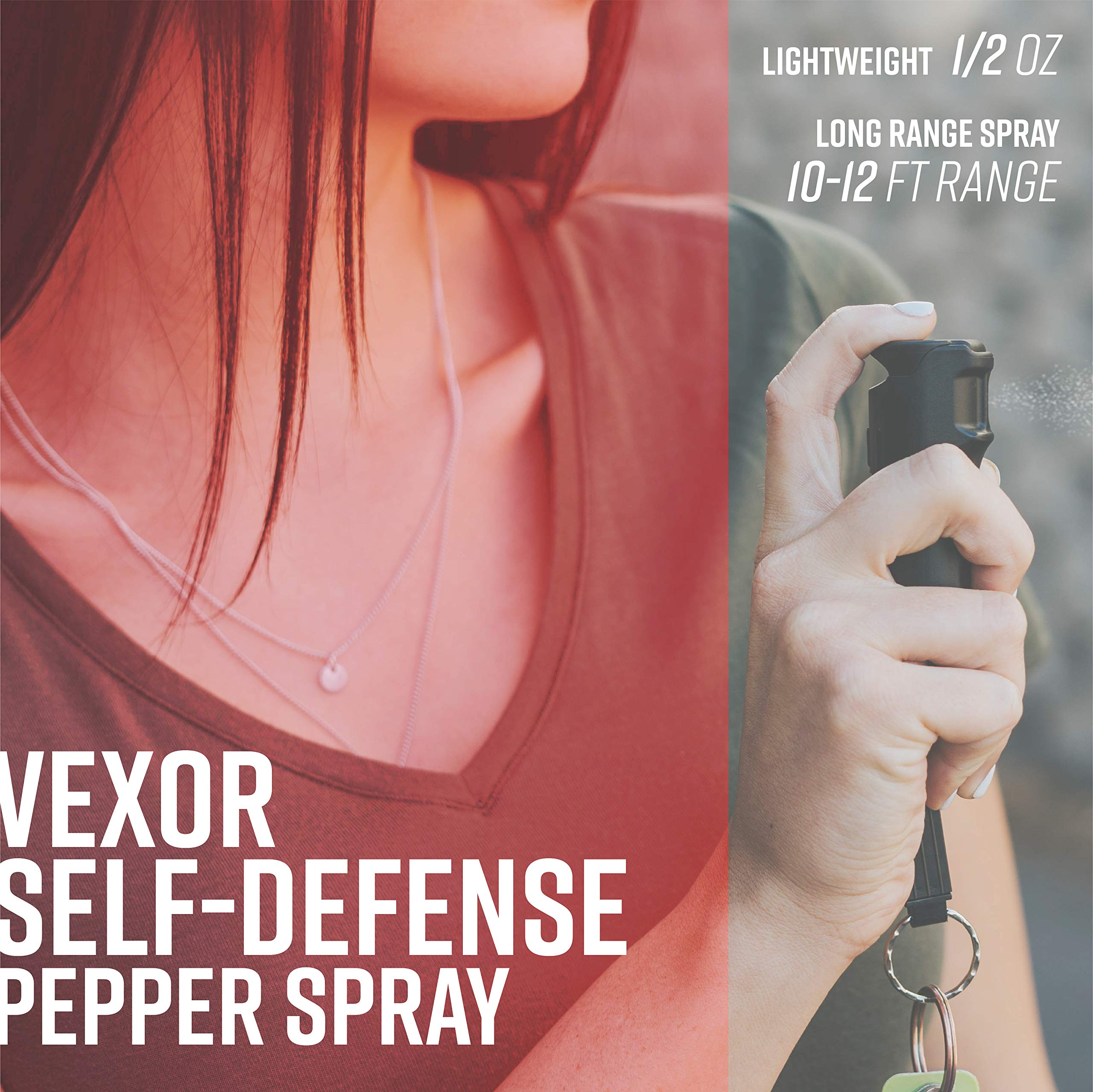 Zarc Vexor Police Strength Pepper Spray, Flip-Top Finger Grip, 20+ Shots, 10-12 Ft. Range - 4 Pack | Multi Color