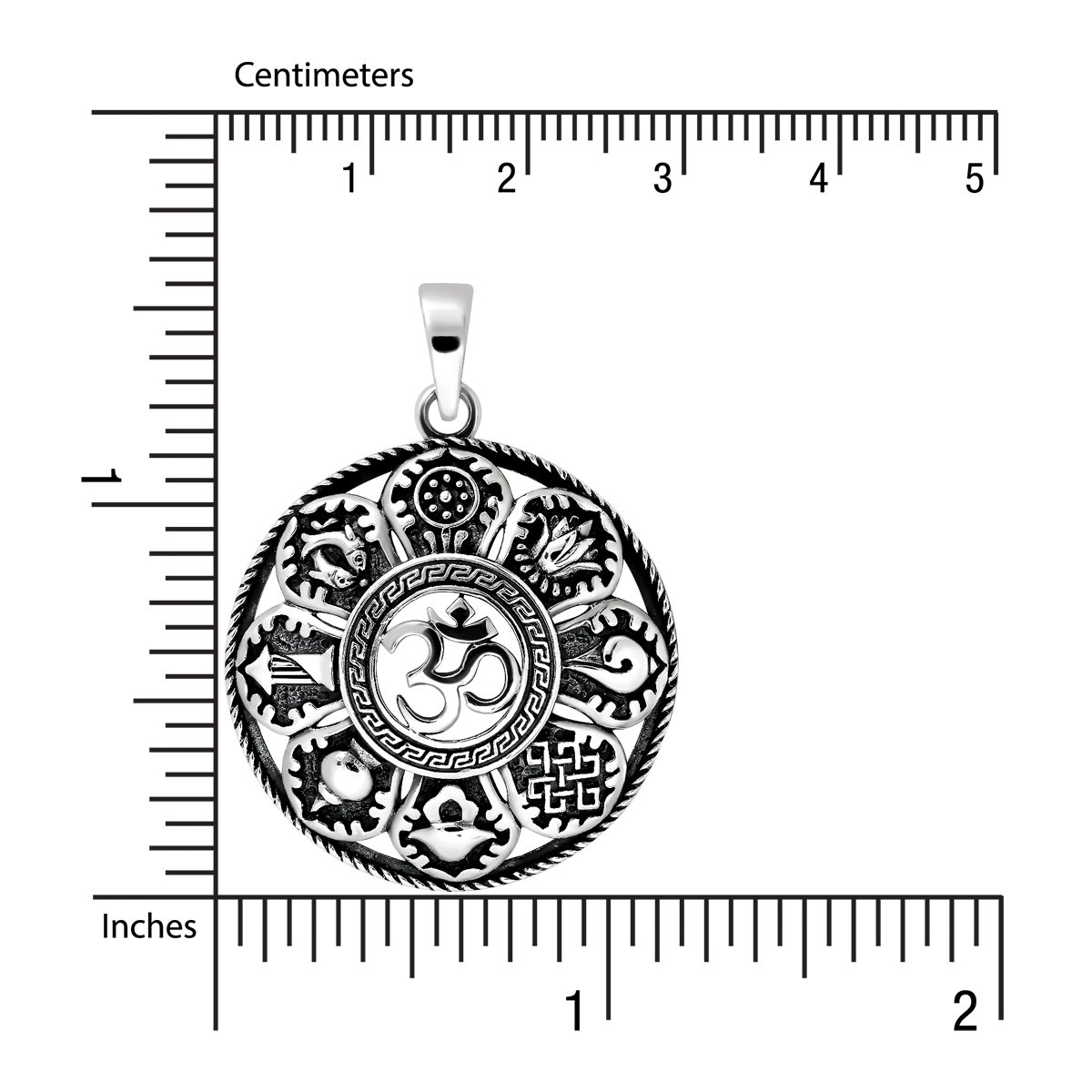 WithLoveSilver 925 Sterling Silver Om Ohm Buddha Tibet Amulet Tibetan Pendant